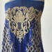 Gold on Cobalt Blue Sequins Lace Fabric Baroque Design Evening Dress ...