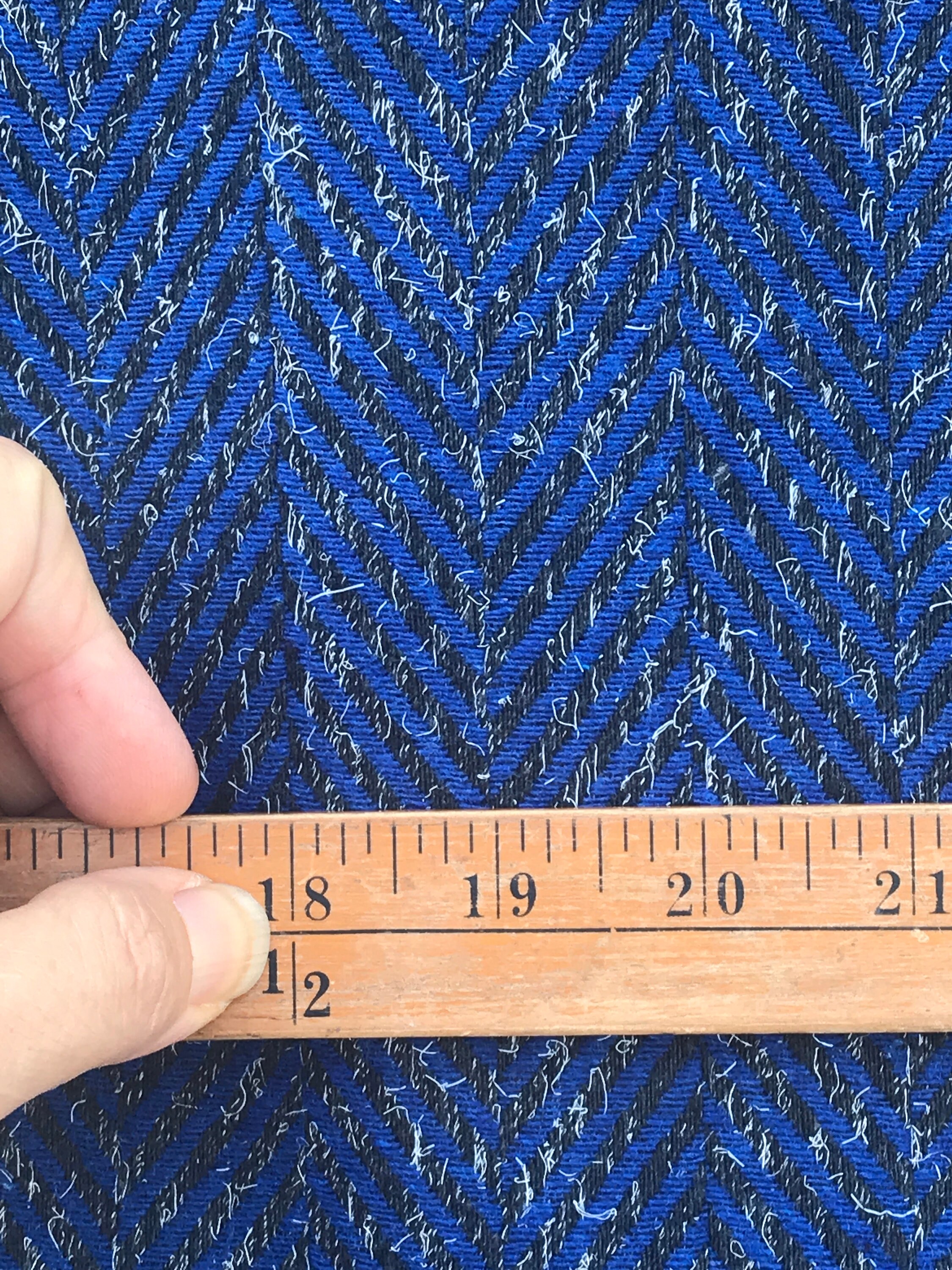 Large Herring Bone Chevron Design Cobalt Blue on Charcoal | Etsy