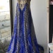 Gold on Cobalt Blue Sequins Lace Fabric Baroque Design Evening Dress ...