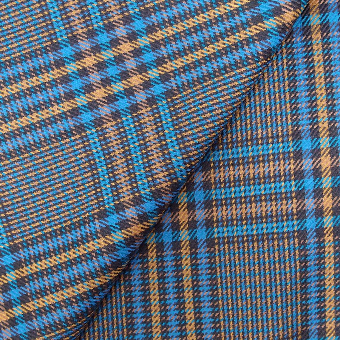 Prince De Galles Prince of Wales Teal Blue Gold Mustard Check - Etsy