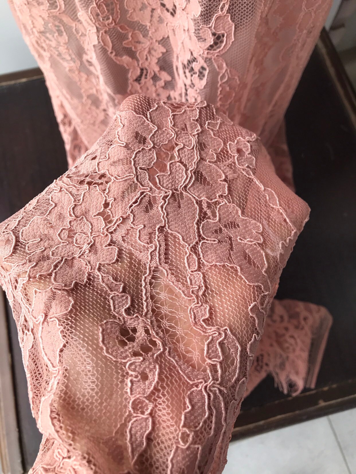 Pink corded lace fabric 1.5 yards piece pink bridal lace | Etsy