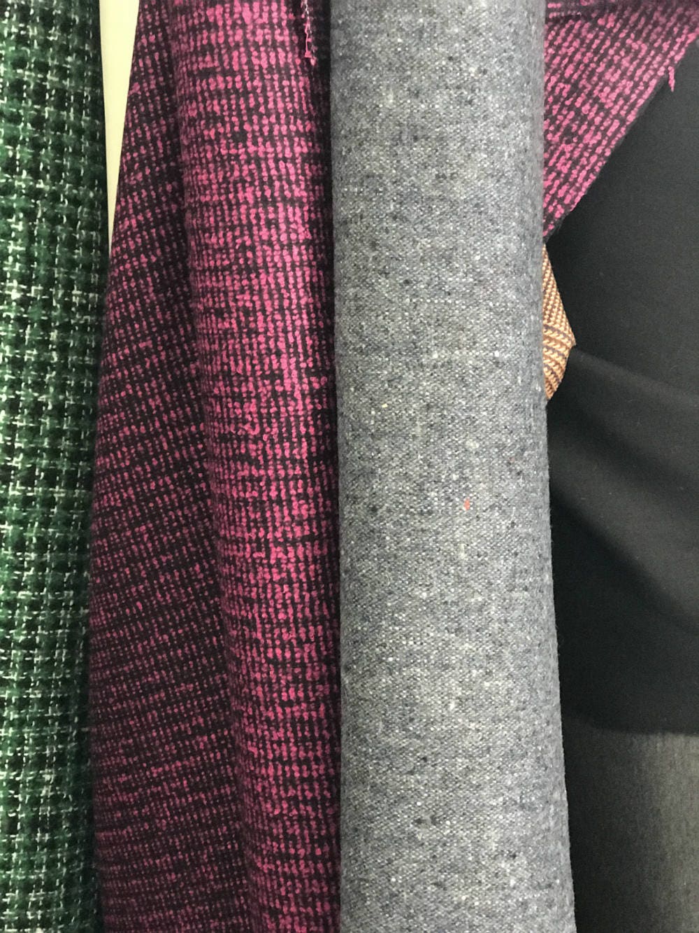 Pink on Black Boucle Tweed Fancy Wool Winter Fabric Fuchsia - Etsy