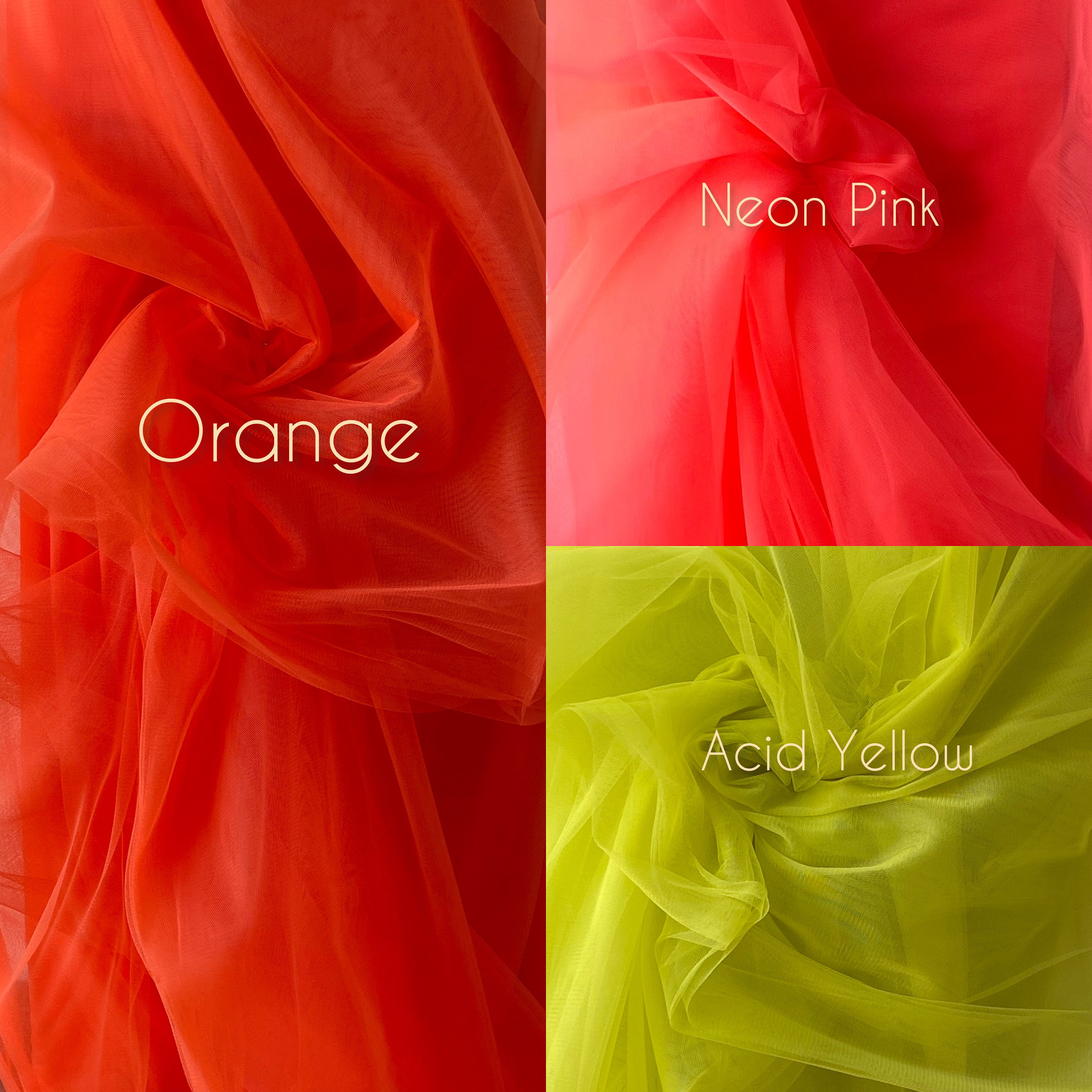 Acid Yellow Neon Pink Orange Tulle 5m Lot Piece Soft Small - Etsy