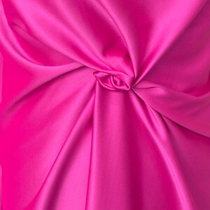 Hot Pink Crepe Satin Fabric 2 Ways Stretch Polyester Spandex 150cm 60 ...