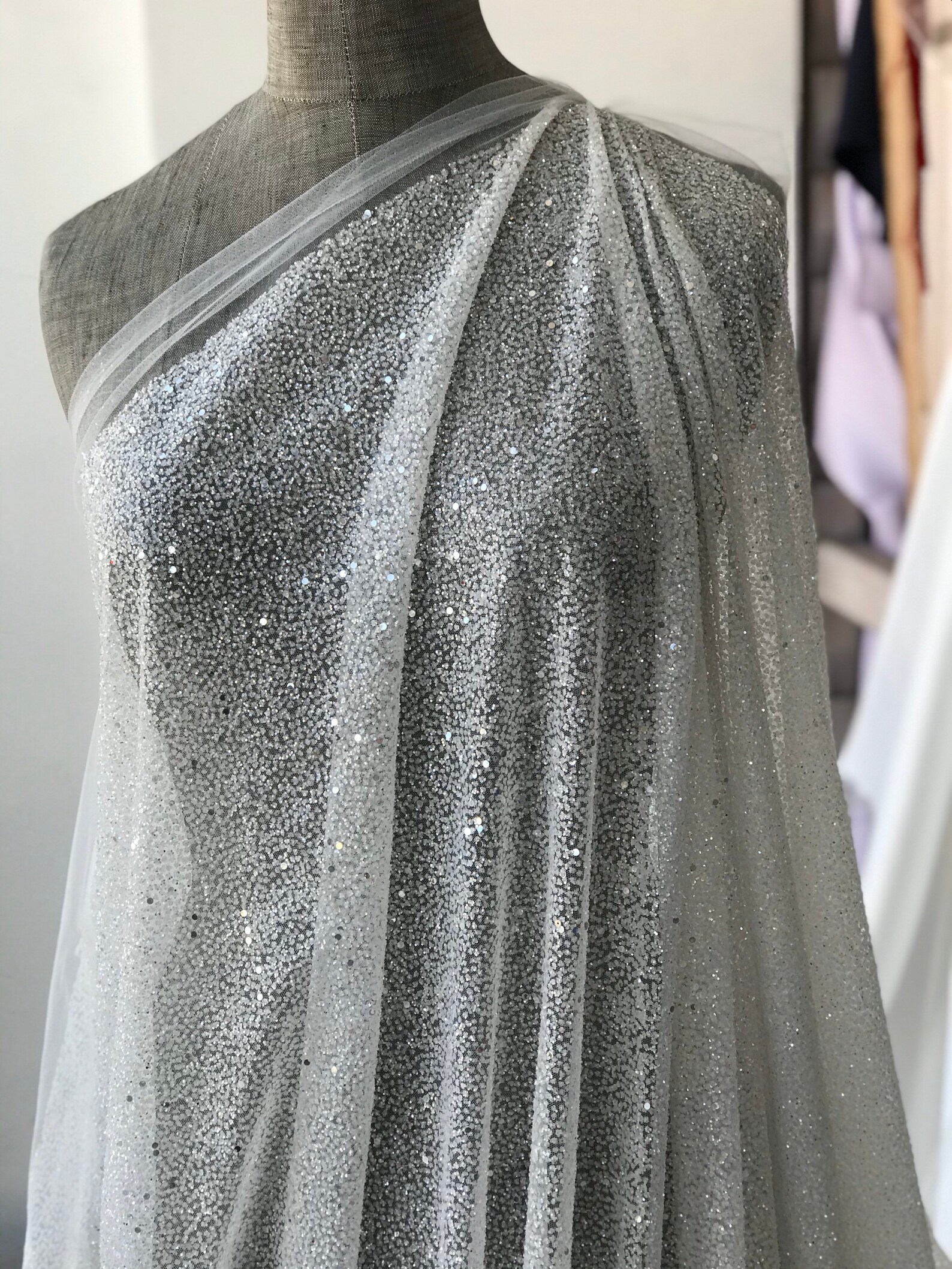 Glitter Tulle White Tulle Translucent Glitter Glitter | Etsy