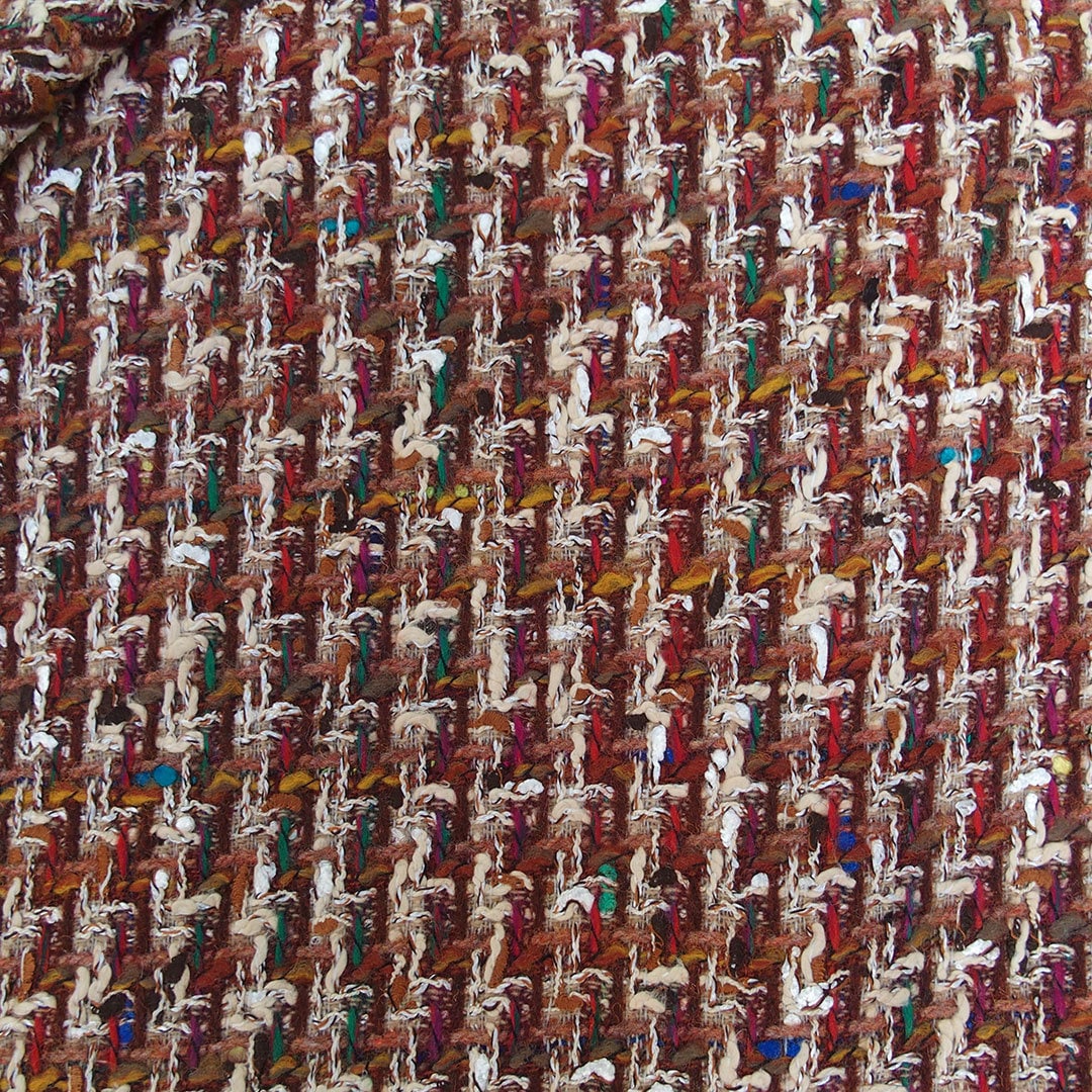 Boucle Tweed Fabric Pure Wool High Quality Ecru Russet Multi | Etsy