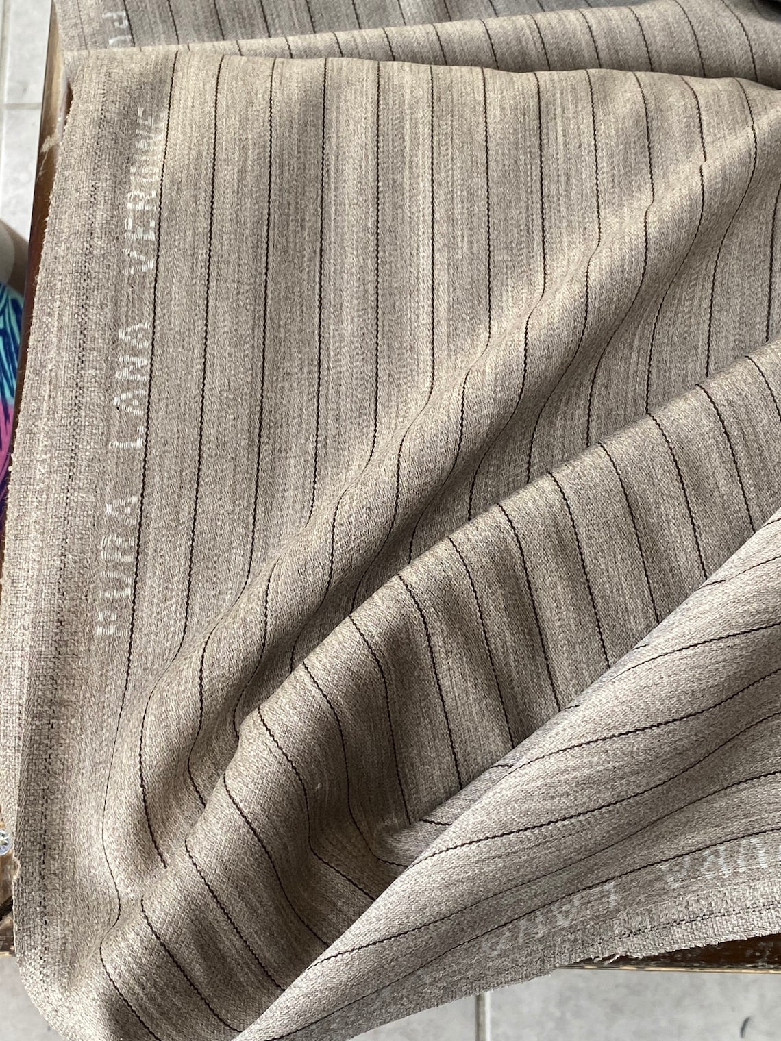 Striped Wool Fabric Brown Pin Stripe Wool Fabric Wool Brown on - Etsy