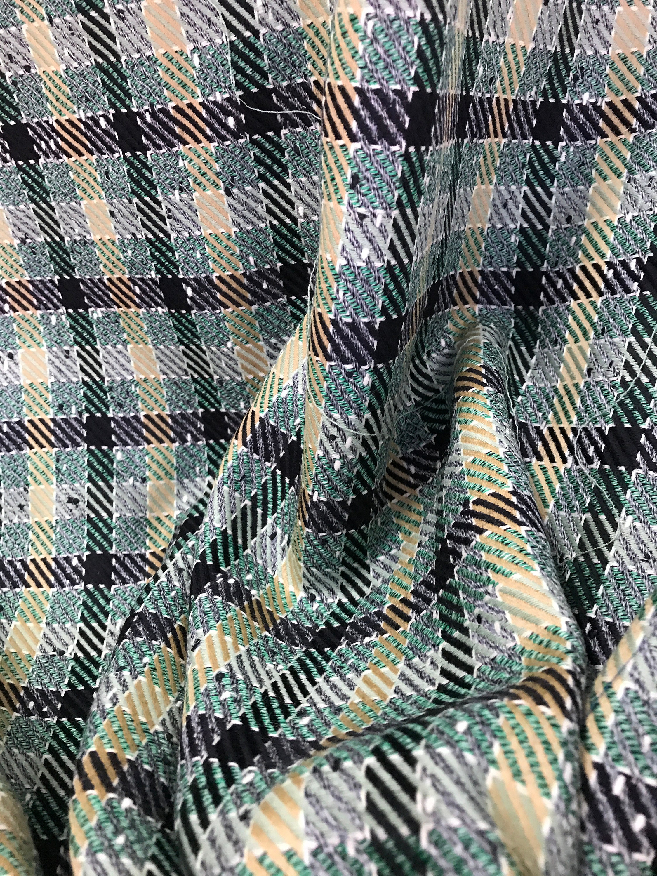 Green Check Wool Fabric Multi Colour Large Check Pattern | Etsy