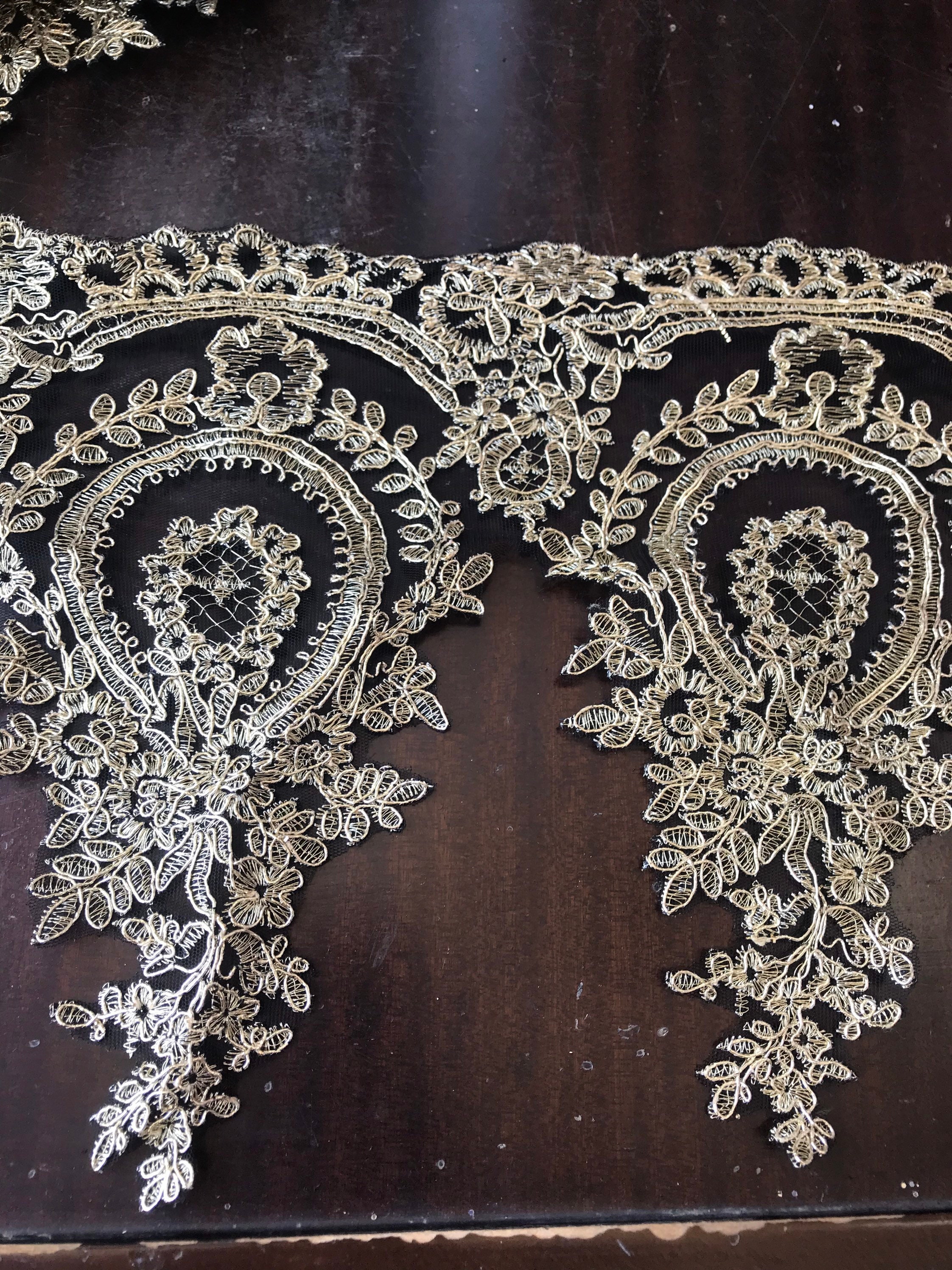 Scallop Edge Gold Border Lace Gold on Black Border Lace Gold - Etsy ...