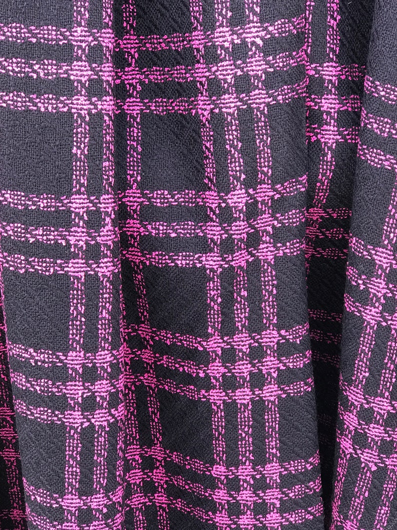 Large Check Wool Fabric, Tartan, Prince of Wales, Pink on Blue ...