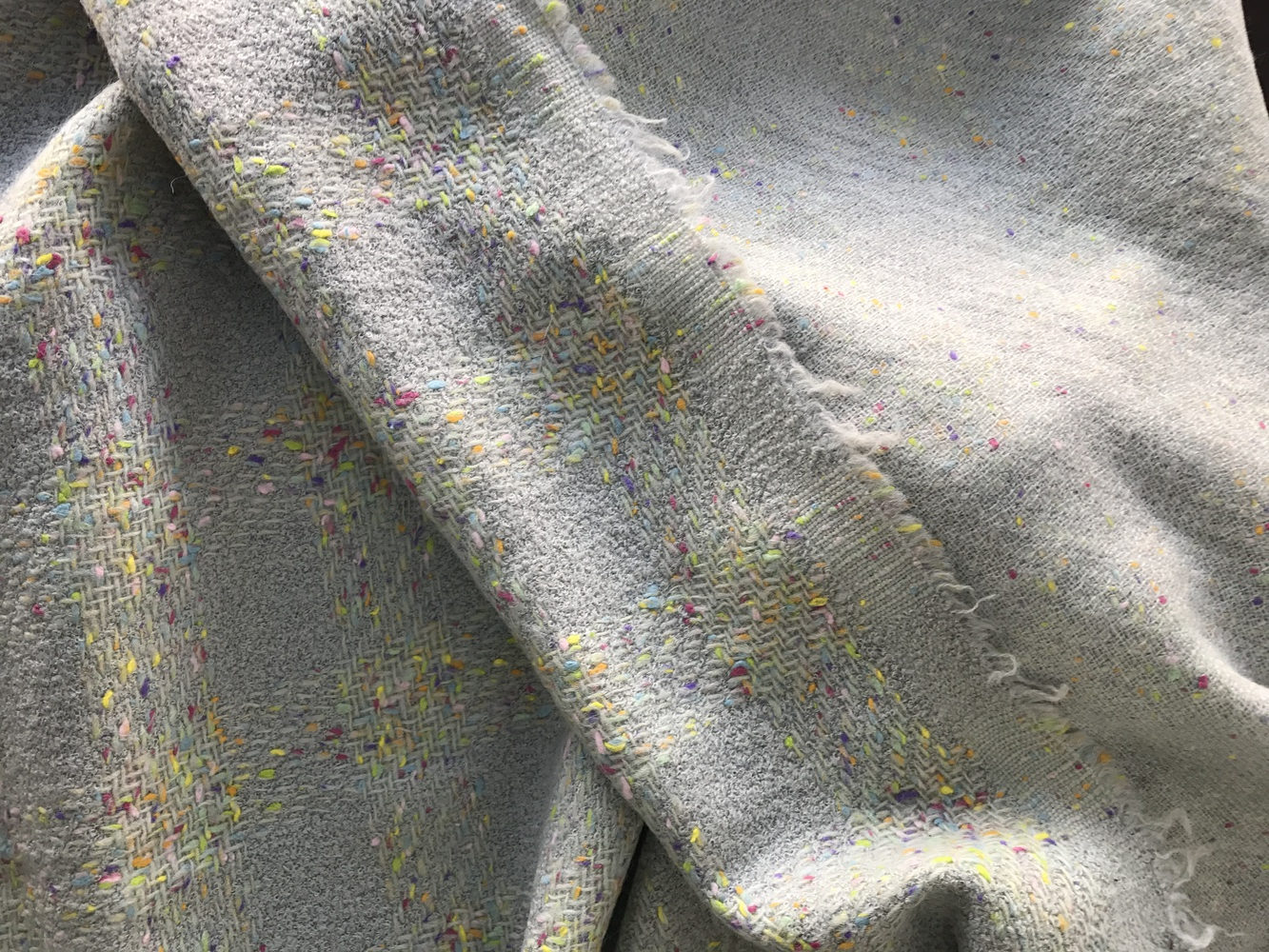 Silver Blue Boucle Tweed Fabric Check Pattern Pure Wool High - Etsy