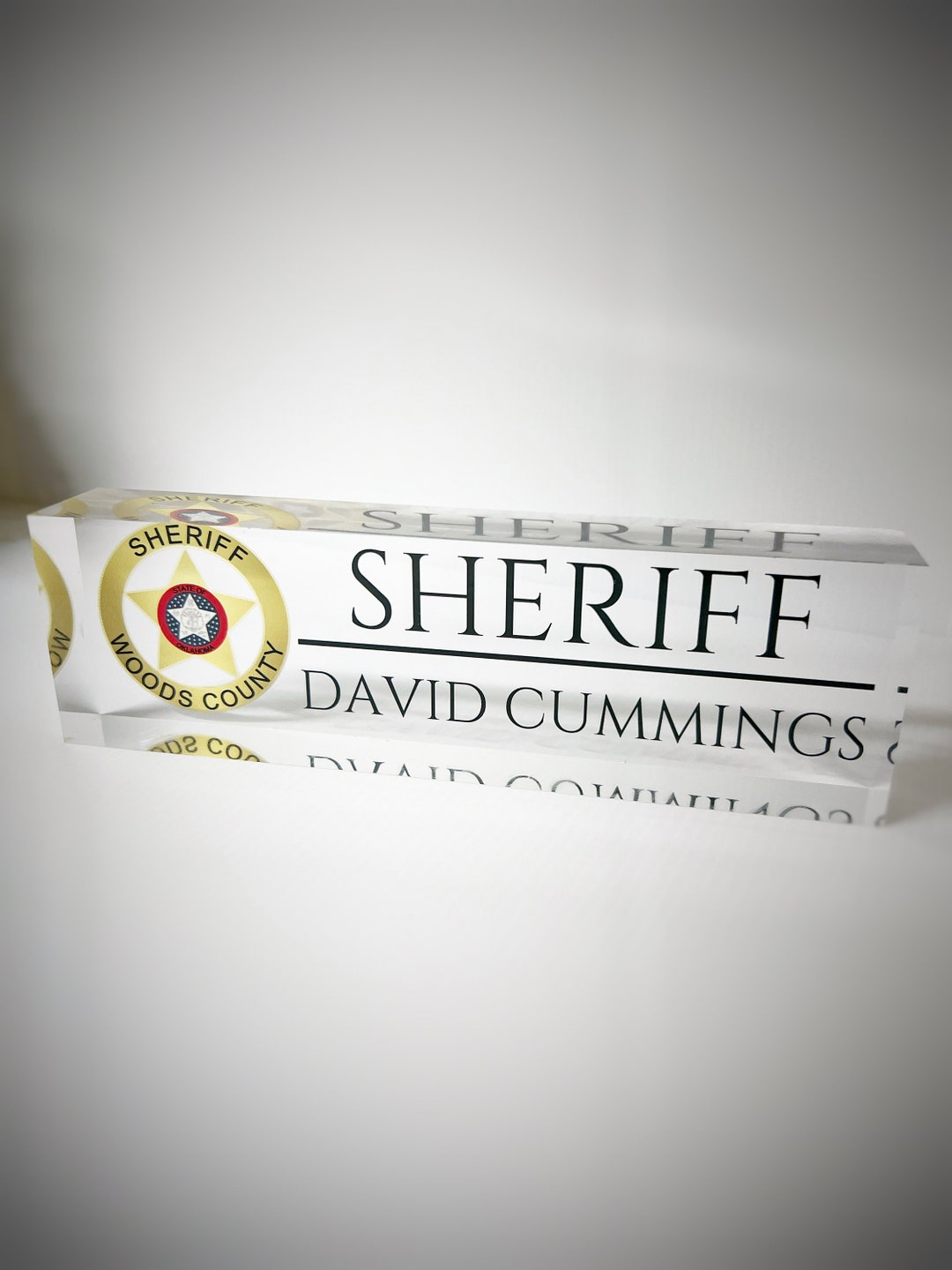 Personalized Police Desk Name Plate, Custom Clear Acrylic Glass Sign ...