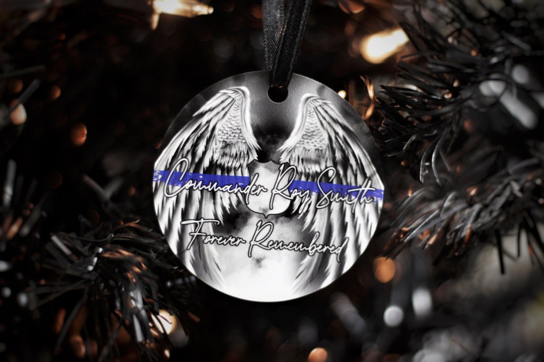 Thin Blue Line Memorial Angel Wing Fallen Officer Law Enforcement ...