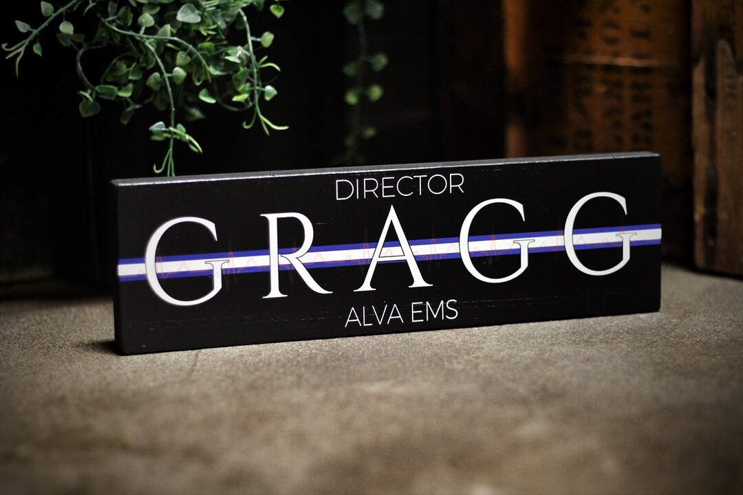 Personalized EMS EMT Sign, Thin White Line Name Decor, Gift for EMS ...