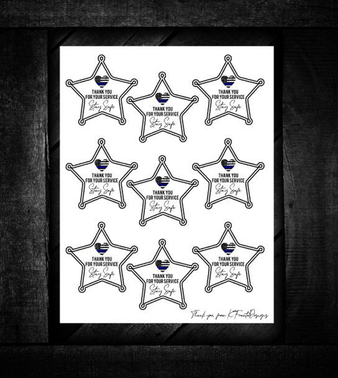 5 Point Sheriff Deputy Thank You Tag Thin Blue Line Heart Flag ...