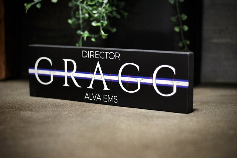 Personalized EMS EMT Sign, Thin White Line Name Decor, Gift for EMS ...