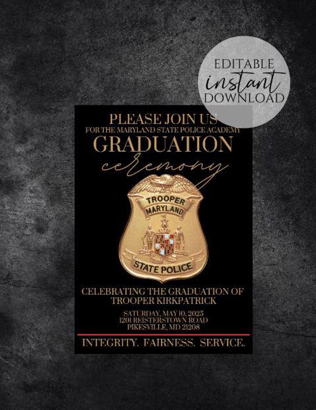 Personalized Maryland Highway Patrol Academy Graduation Invitation ...