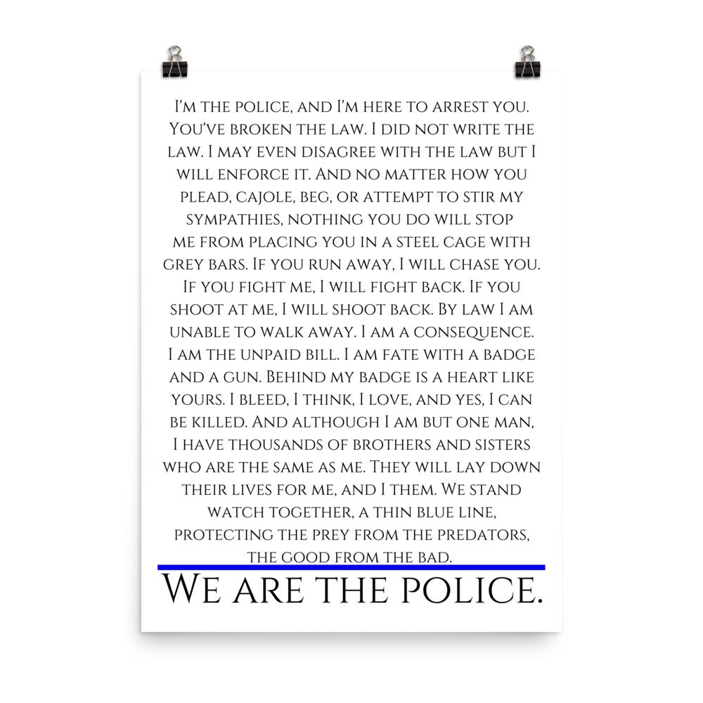 Thin Blue Line We Are the Police End of Watch Quote | Etsy