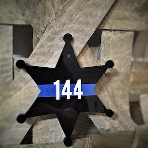 Thin Blue Line Ornament 6 Point Star Law Enforcement Police Officer ...