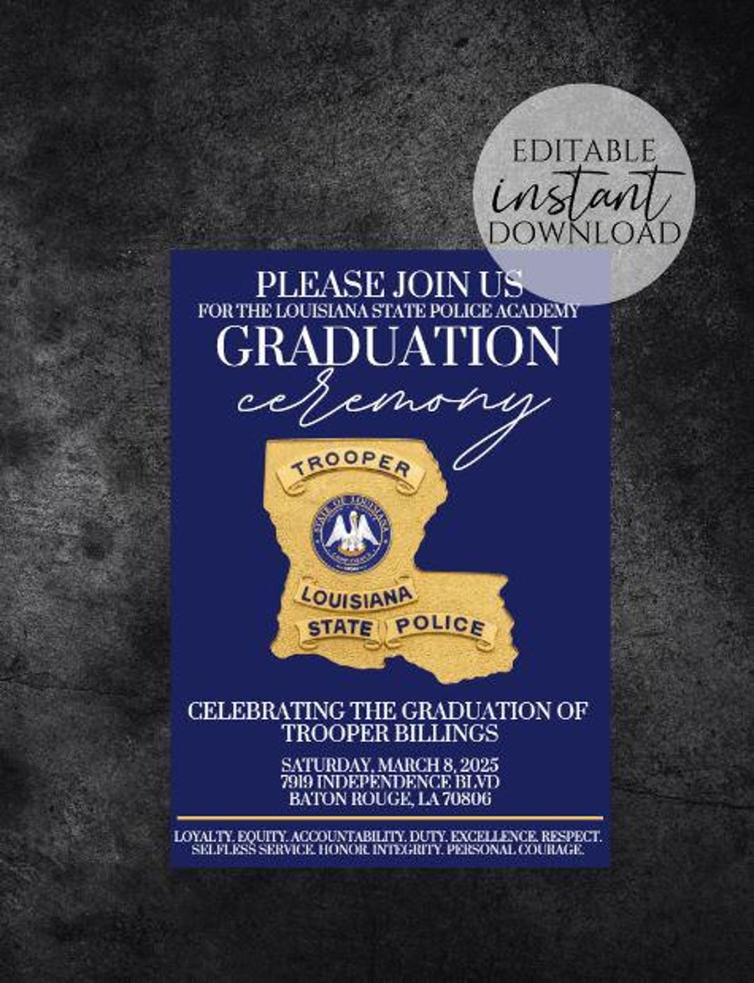Personalized Louisiana Highway Patrol Academy Graduation Invitation ...