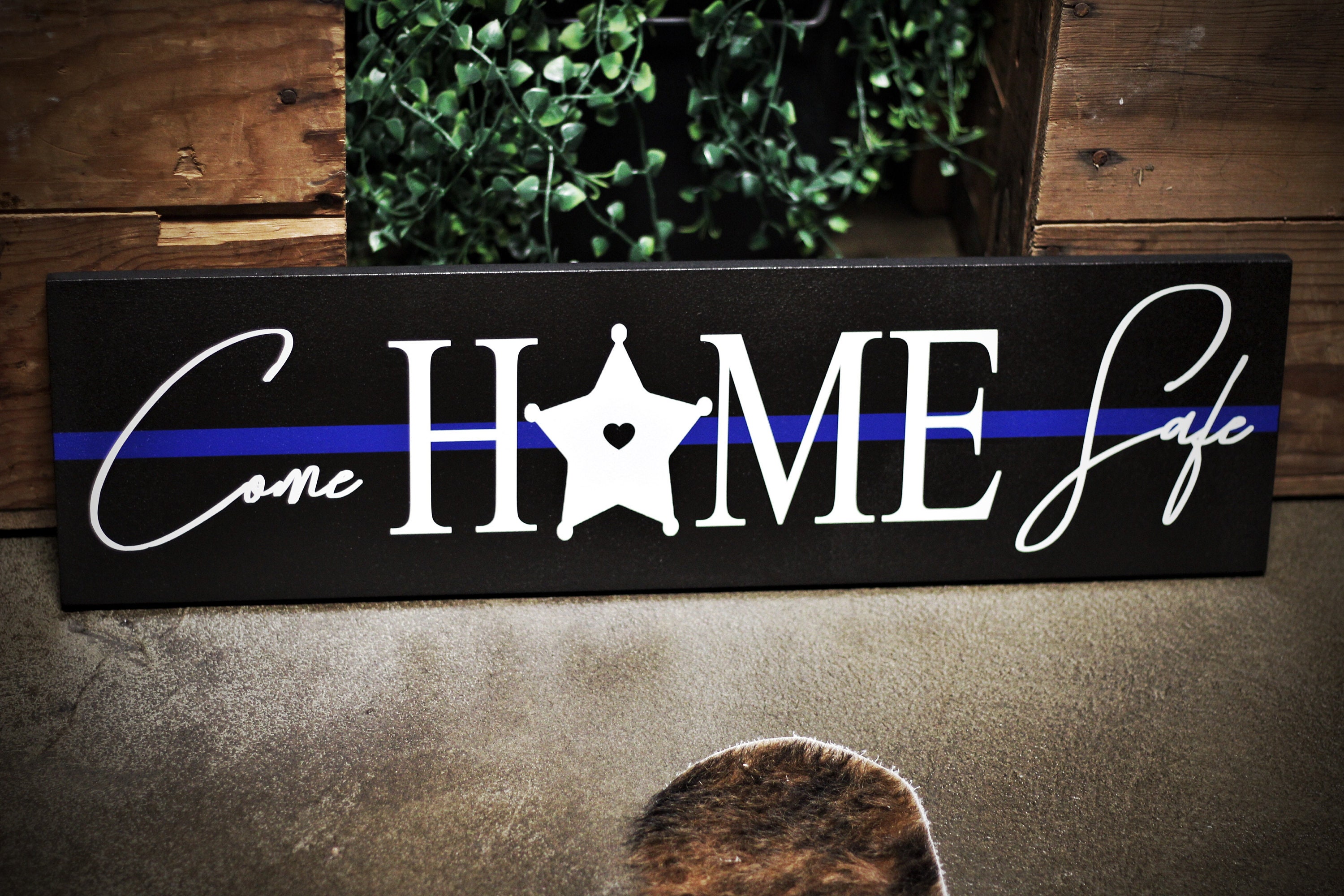 Come Home Safe Thin Blue Line Wood Sign With Police Badge - Etsy