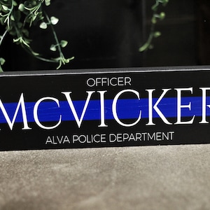 Personalized Police Sign, Thin Blue Line Name Decor, Gift for Police ...