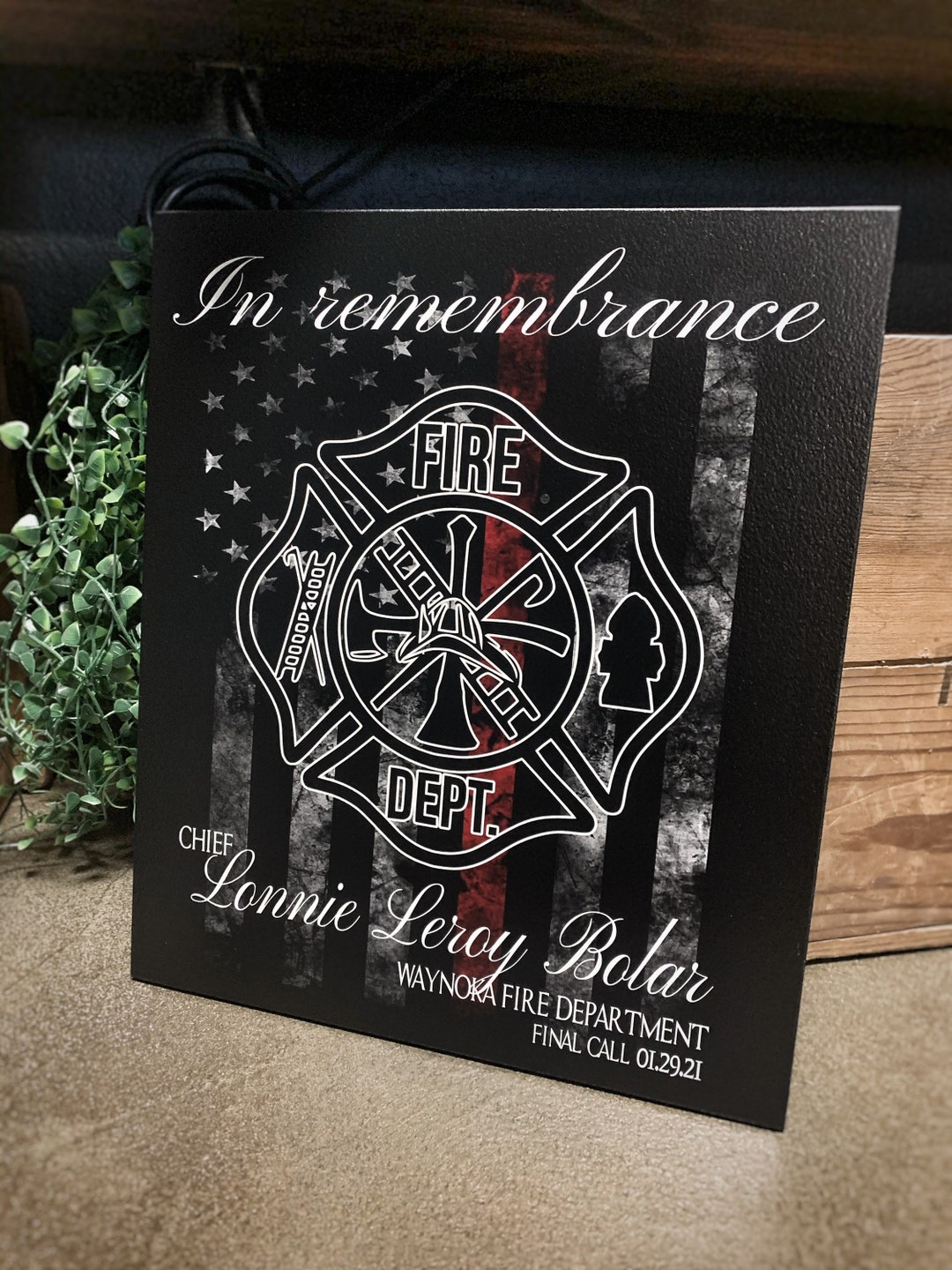 Firefighter Memorial Wood Sign Last Alarm Final Call Remembrance Gift ...