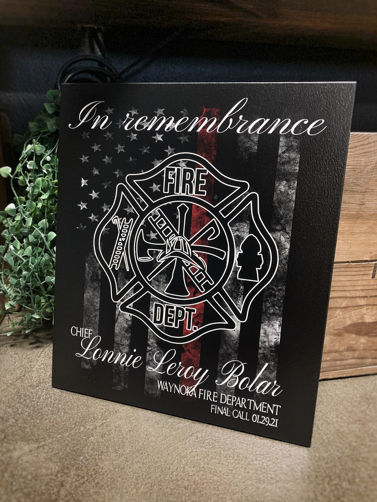 Firefighter Memorial Wood Sign Last Alarm Final Call Remembrance Gift ...