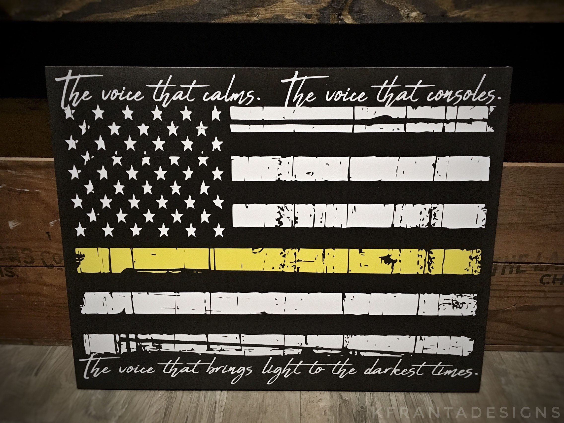 Dispatcher Thin Gold Line American Flag Quote Wood Sign 911 - Etsy