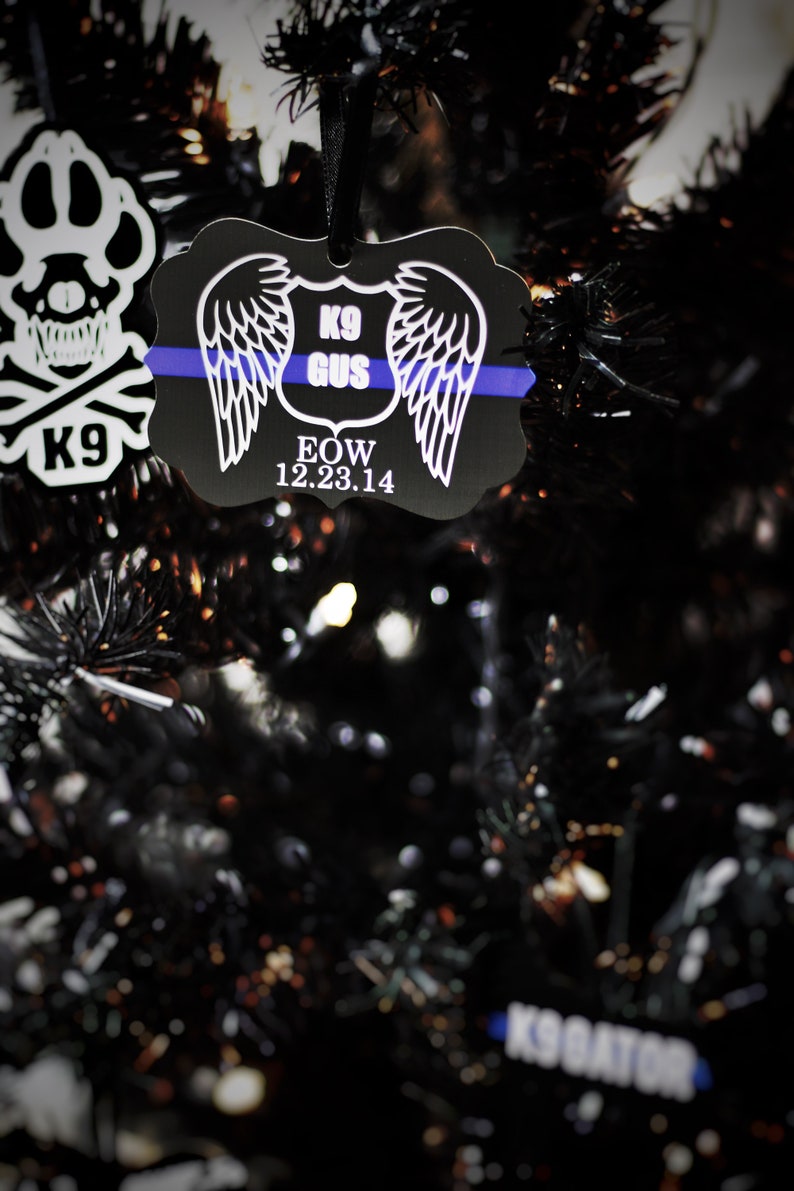 Thin Blue Line K9 Memorial Ornament Angel Wing Badge Fallen - Etsy