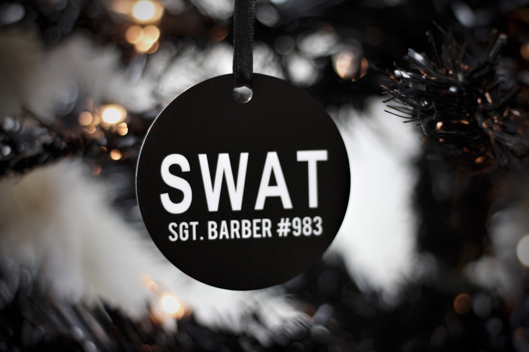 Swat SWAT Special Weapons and Tactics Personalized Black Metal Ornament ...