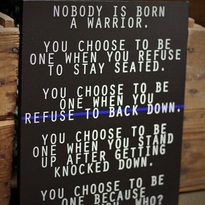 Thin Blue Line Warrior Wood Sign Law Enforcement Police Officer Deputy ...