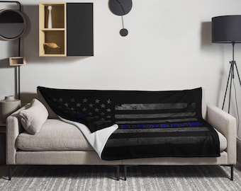 Thin Blue Line Blanket, Personalized Blanket, Police Officer Gifts ...