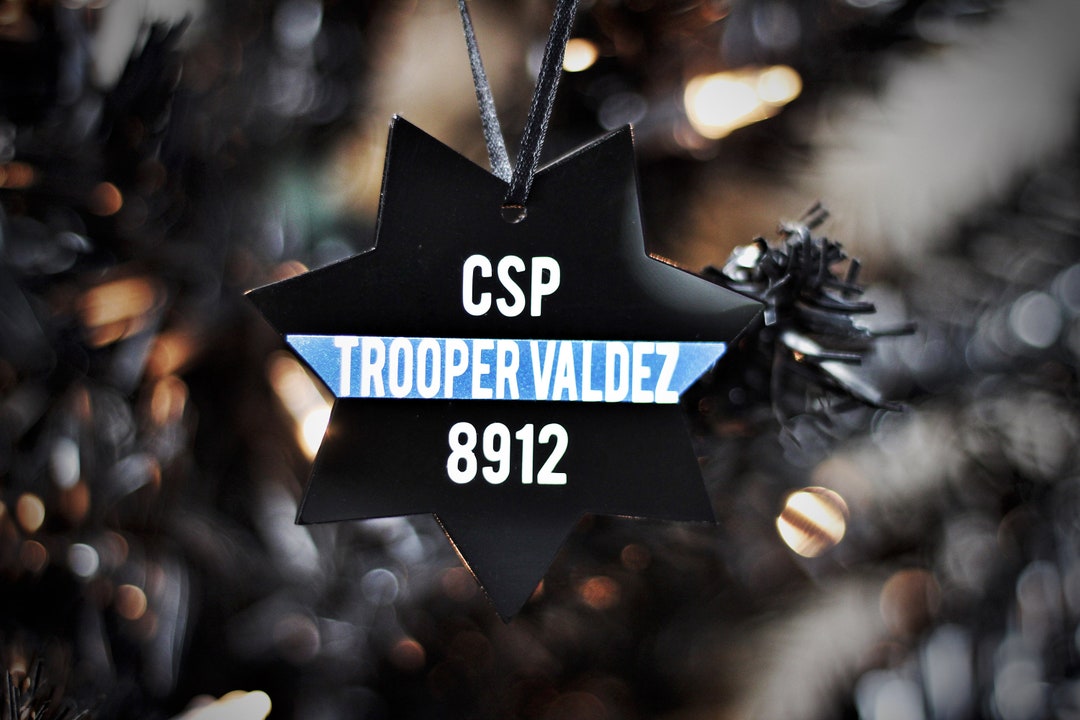 Thin Blue Line Ornament 7 Point Star Law Enforcement Police Officer ...