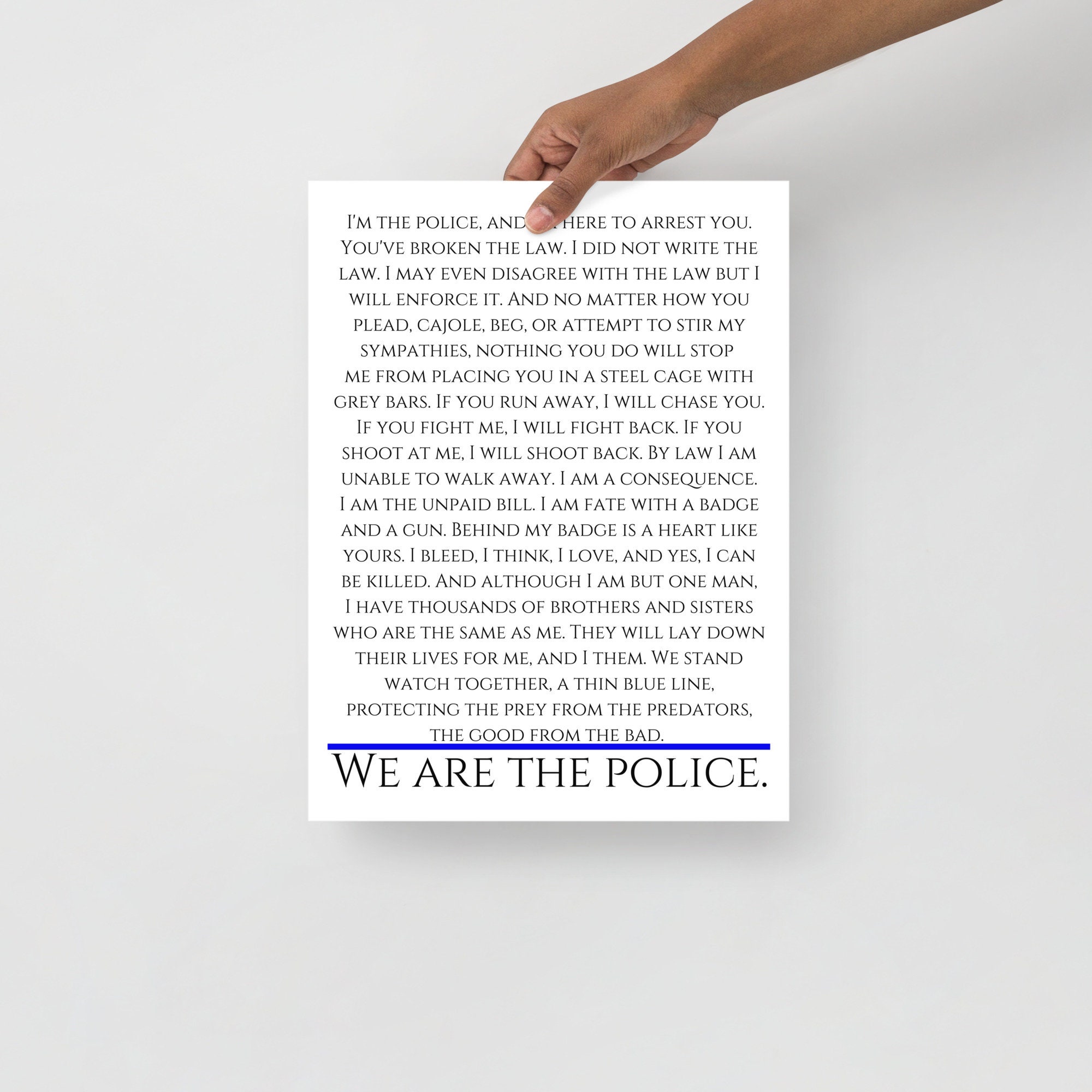 Thin Blue Line We Are the Police End of Watch Quote | Etsy