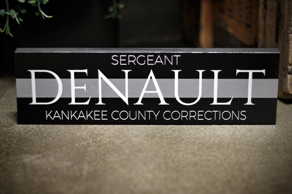 Personalized Corrections Sign, Thin Grey Line Name Decor, Gift for ...