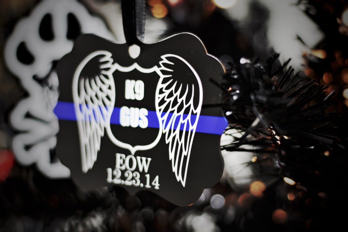 Thin Blue Line K9 Memorial Ornament Angel Wing Badge Fallen - Etsy