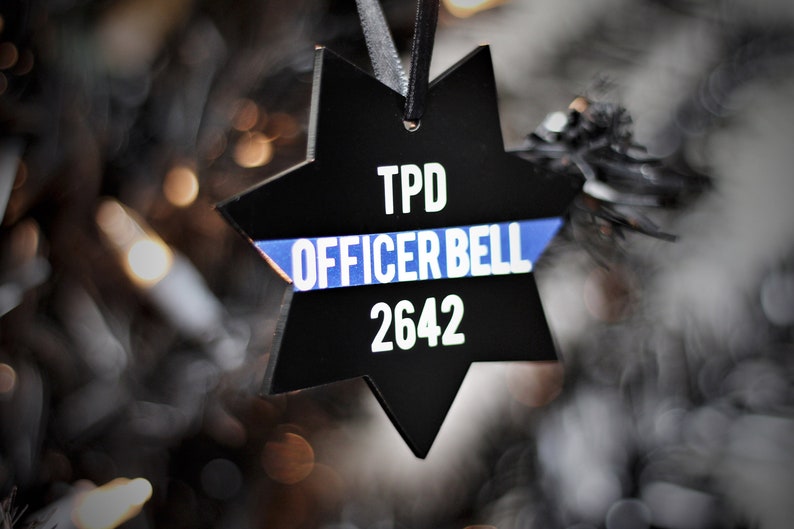 Thin Blue Line Ornament 7 point star Law Enforcement Police | Etsy