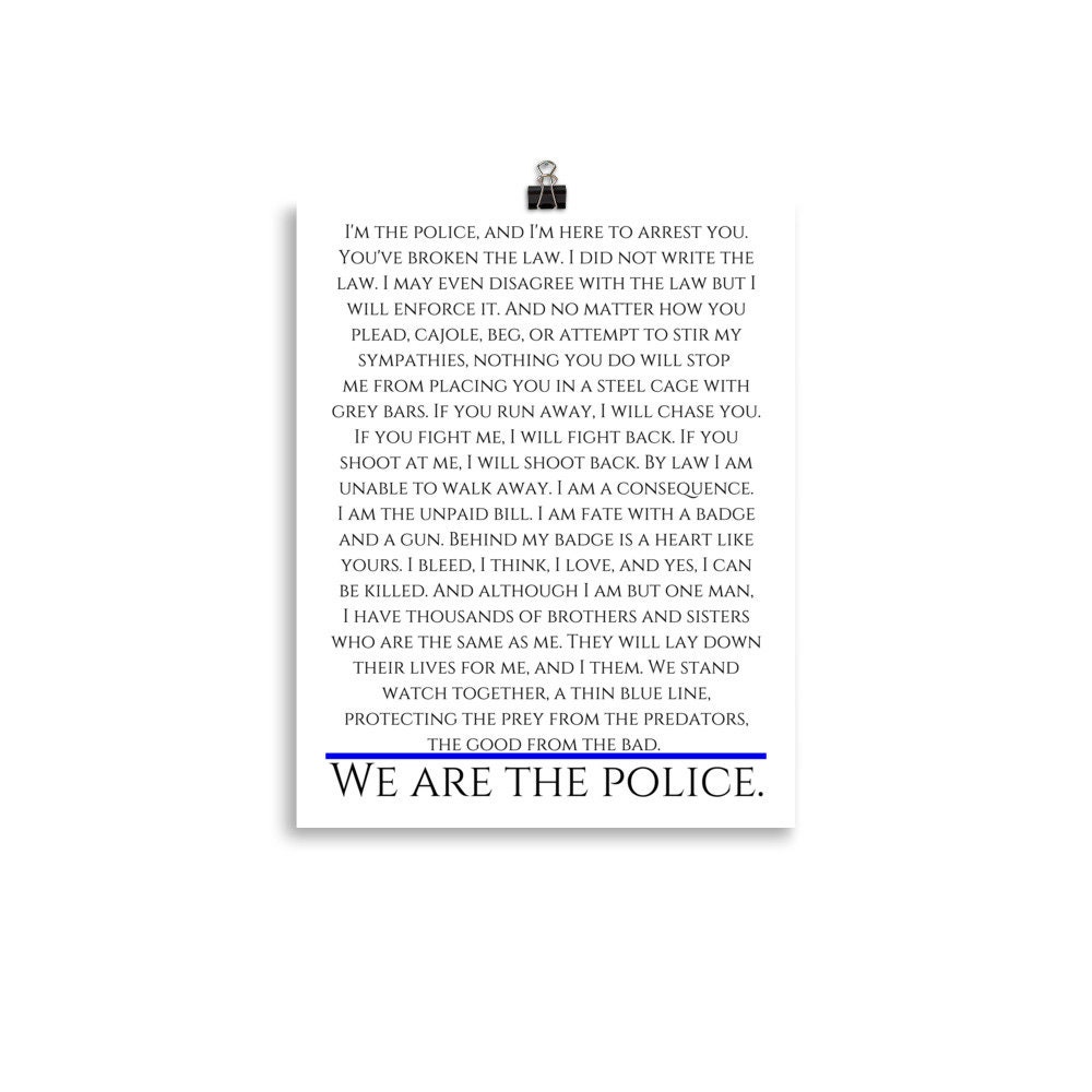Thin Blue Line We Are the Police End of Watch Quote | Etsy