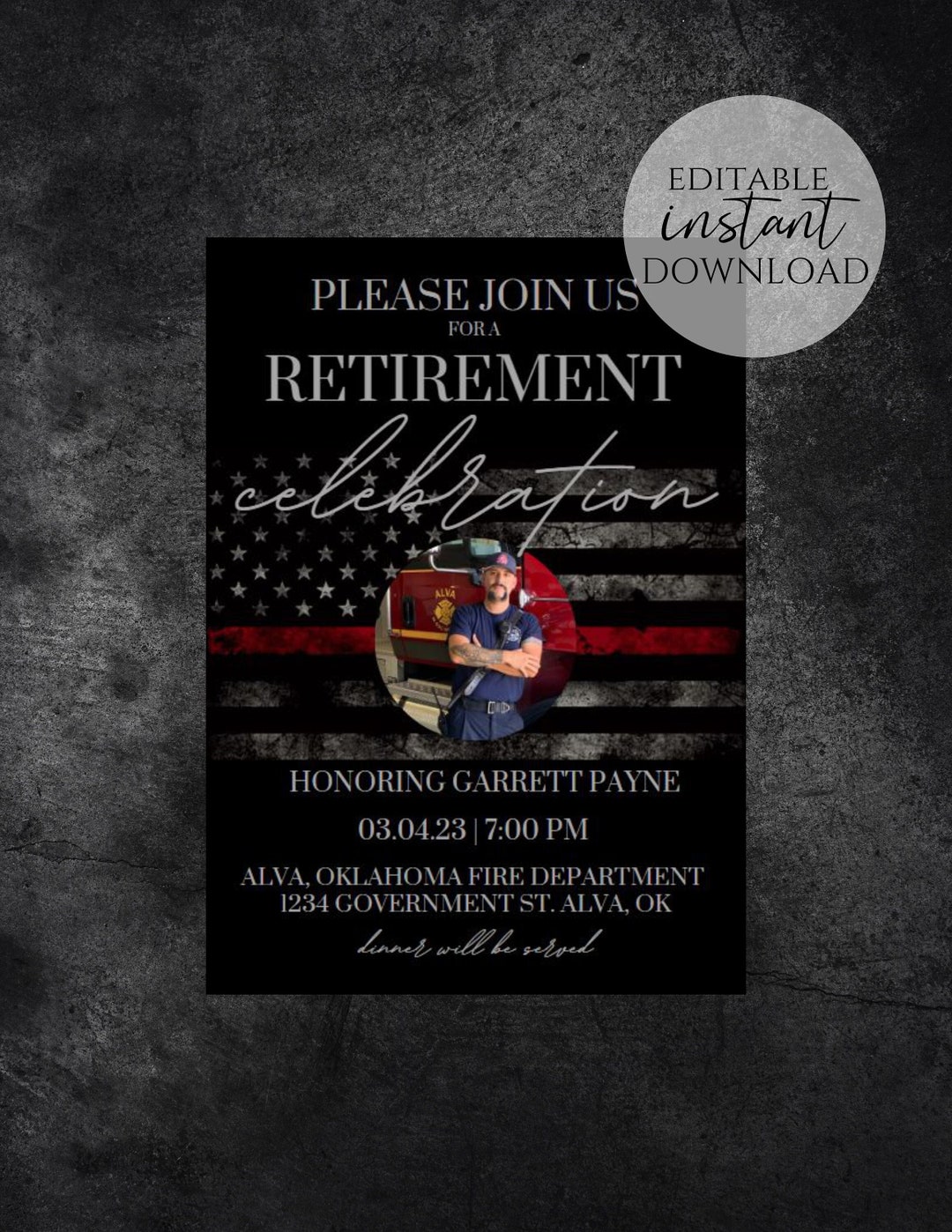Personalized Firefighter Retirement Invitation Template, Retirement ...