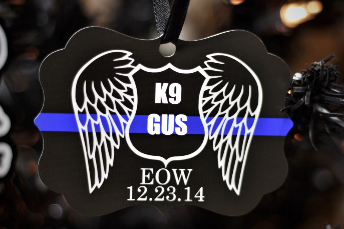 Thin Blue Line K9 Memorial Ornament Angel Wing Badge Fallen - Etsy