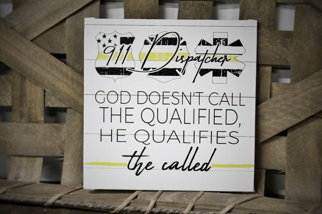 911 Dispatcher Canvas Wall or Shelf Decor Thin Gold Line Art Police and ...