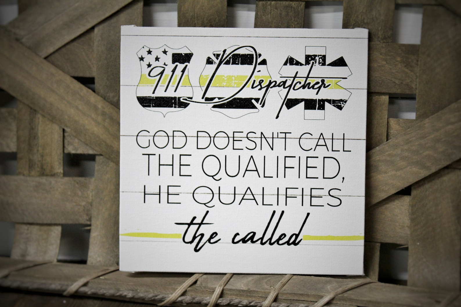 911 Dispatcher Canvas Wall or Shelf Decor Thin Gold Line Art - Etsy