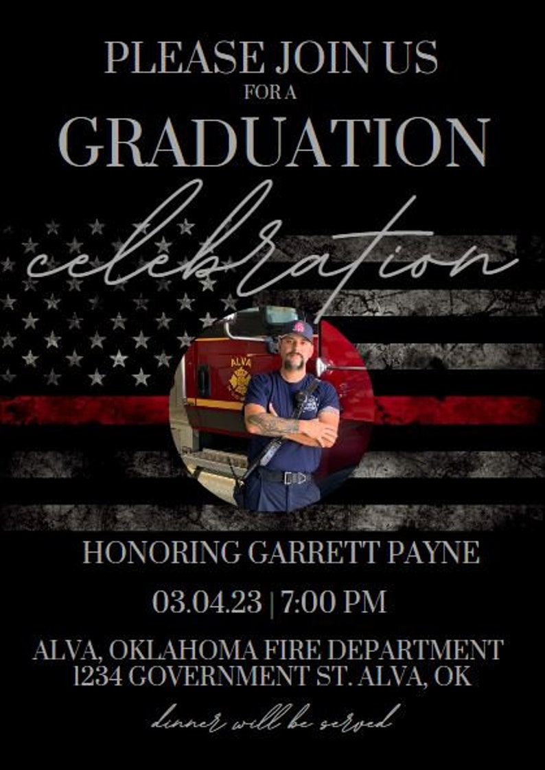 Personalized Firefighter Graduation Invitation Template, Graduation ...