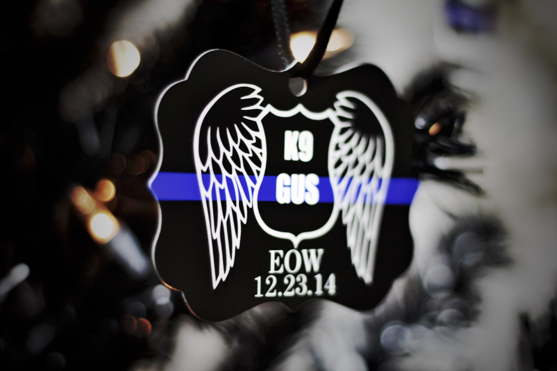 Thin Blue Line K9 Memorial Ornament Angel Wing Badge Fallen - Etsy