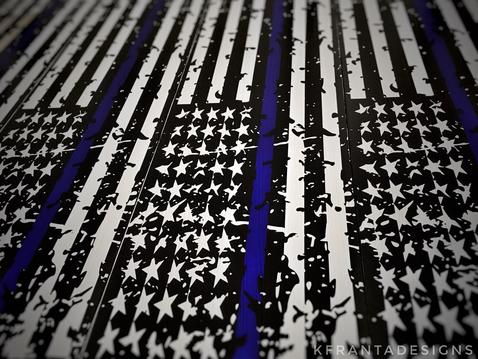 Thin Blue Line American Flag Distressed Wood Sign Police Officer ...