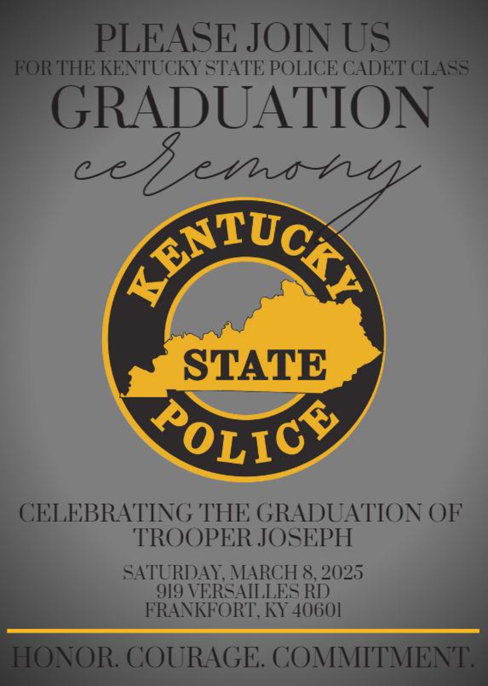 Personalized Kentucky State Police Academy Graduation Invitation ...