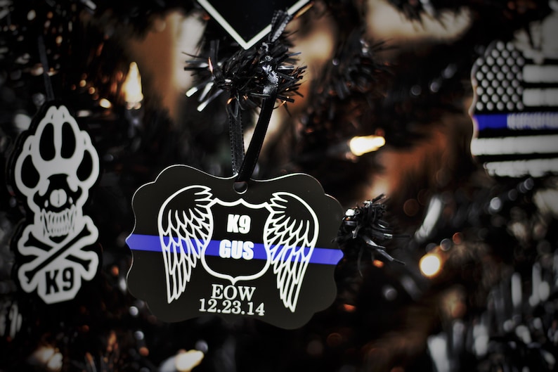Thin Blue Line K9 Memorial Ornament Angel Wing Badge Fallen - Etsy