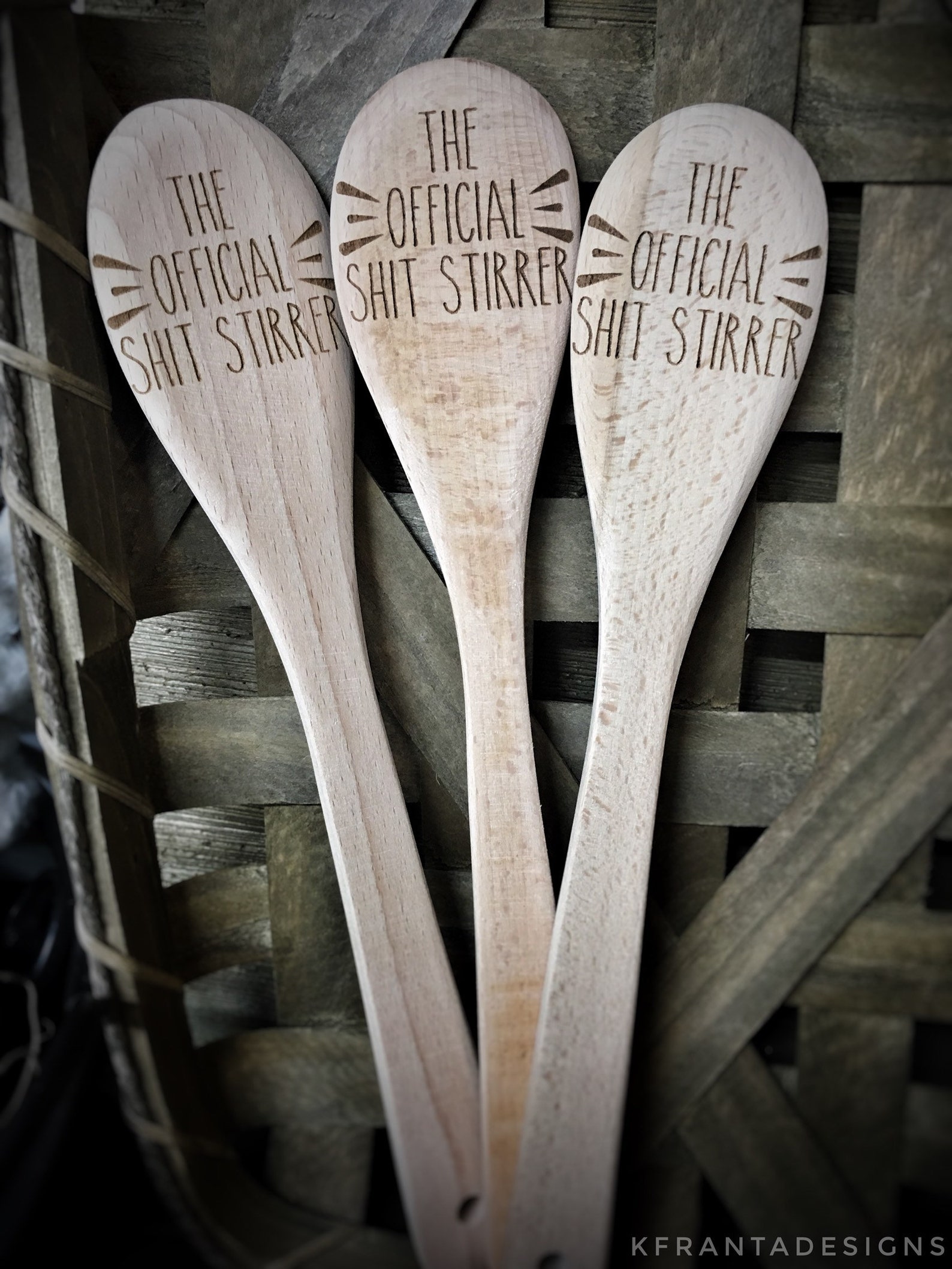 The Official Shit Stirrer Engraved Wooden Spoon Kitchen Decor Gag Gift ...