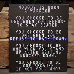 Thin Blue Line Warrior Wood Sign Law Enforcement Police Officer Deputy ...